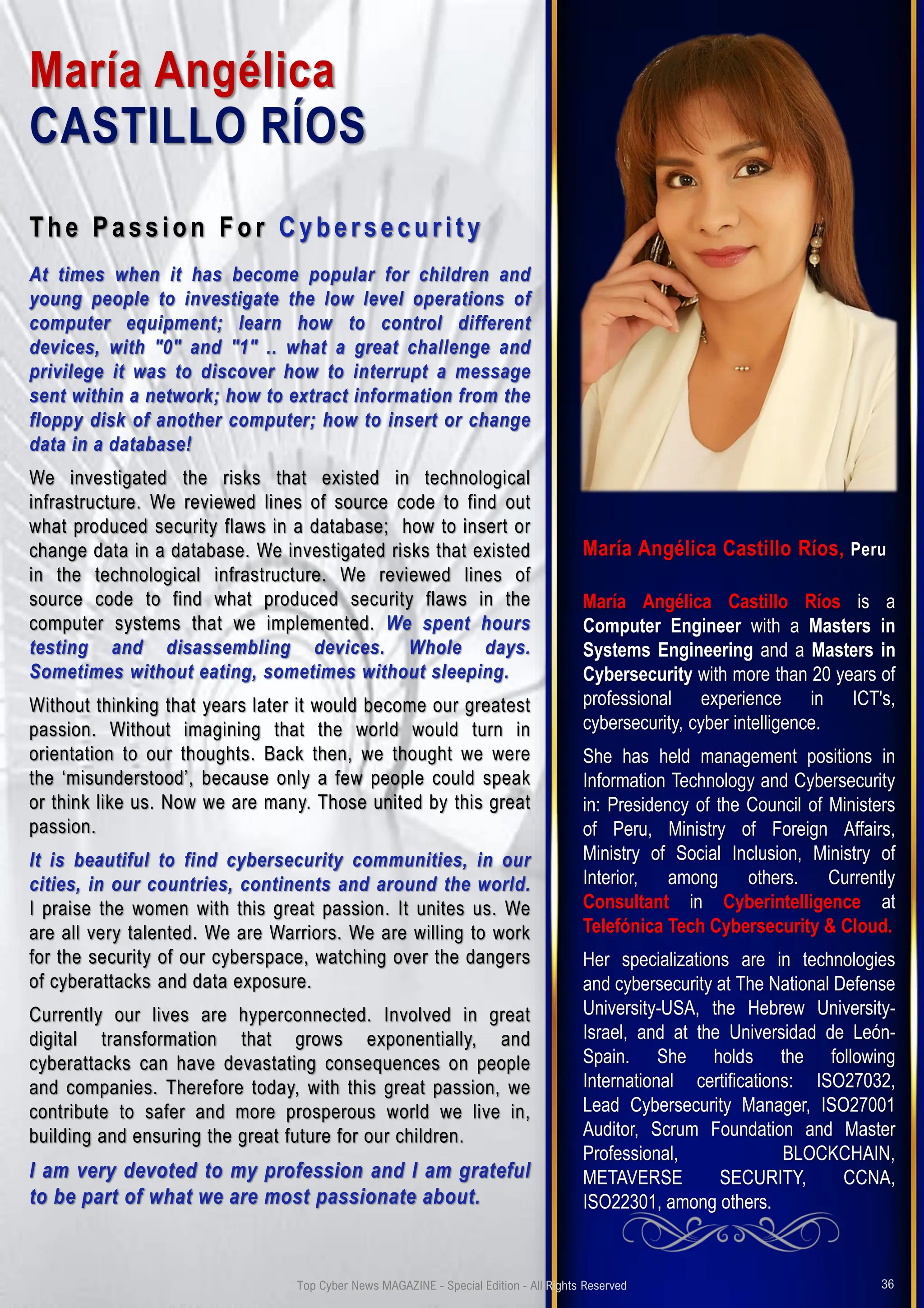 CSWY2023! Cybersecurity Woman of the Year. Top Cyber News MAGAZINE | PDF