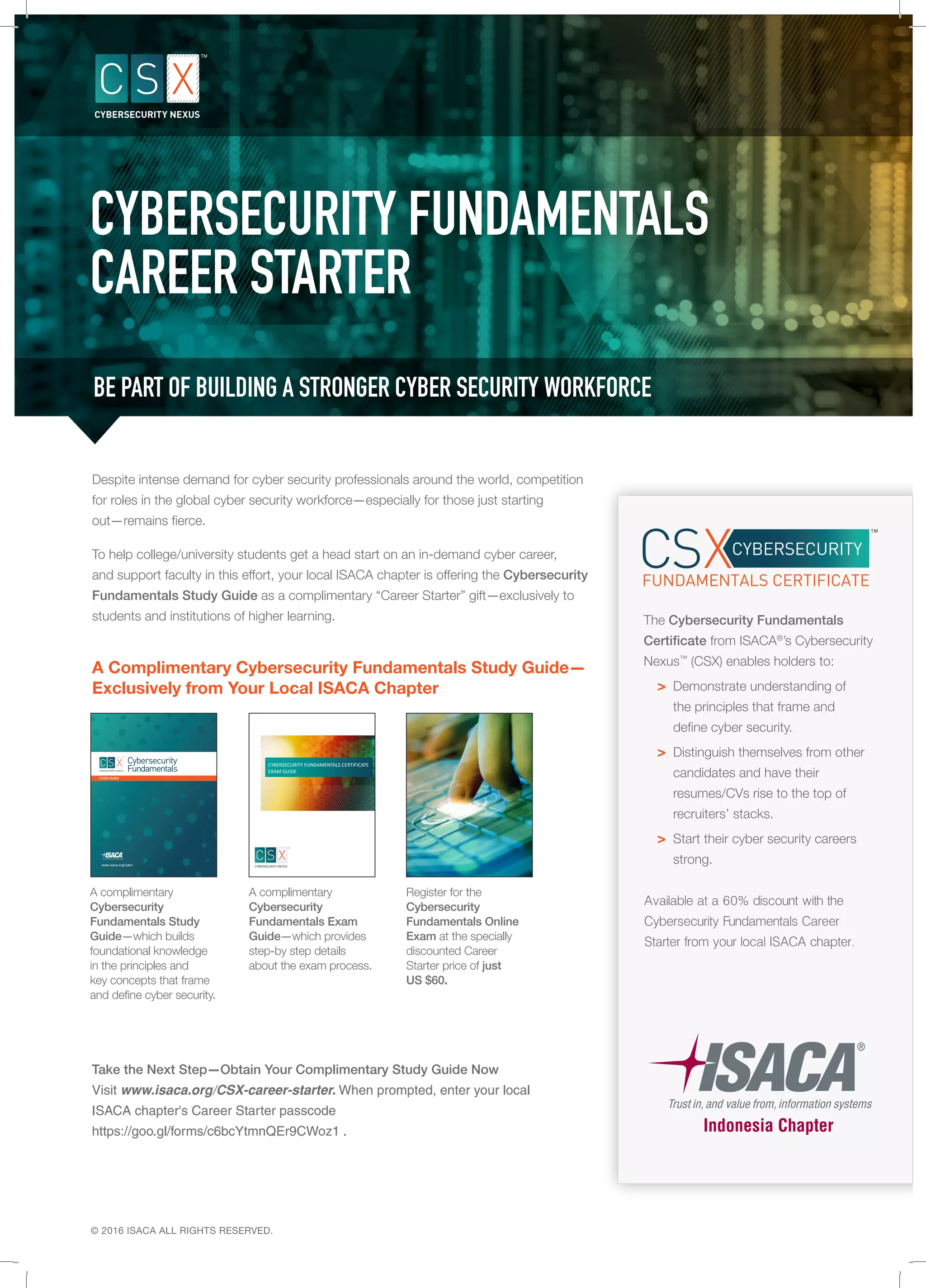 Perlombaan Kepedulian Keamanan Siber 2016 ISACA Indonesia - Gratis ebook CSX-F Study Guide | PDF