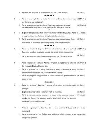 1st and 2nd Semester 2018 scheme C cycle model question papers | PDF ...