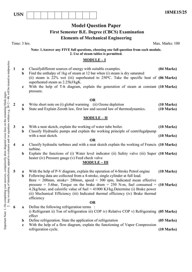 1st and 2nd Semester 2018 scheme C cycle model question papers | PDF ...