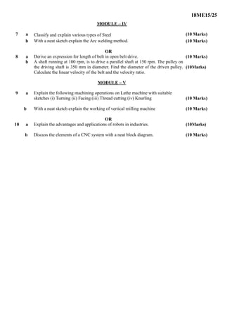 1st and 2nd Semester 2018 scheme C cycle model question papers | PDF ...