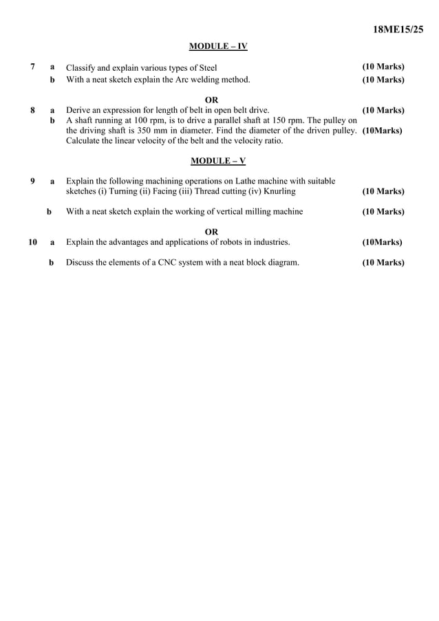 1st and 2nd Semester 2018 scheme C cycle model question papers | PDF ...