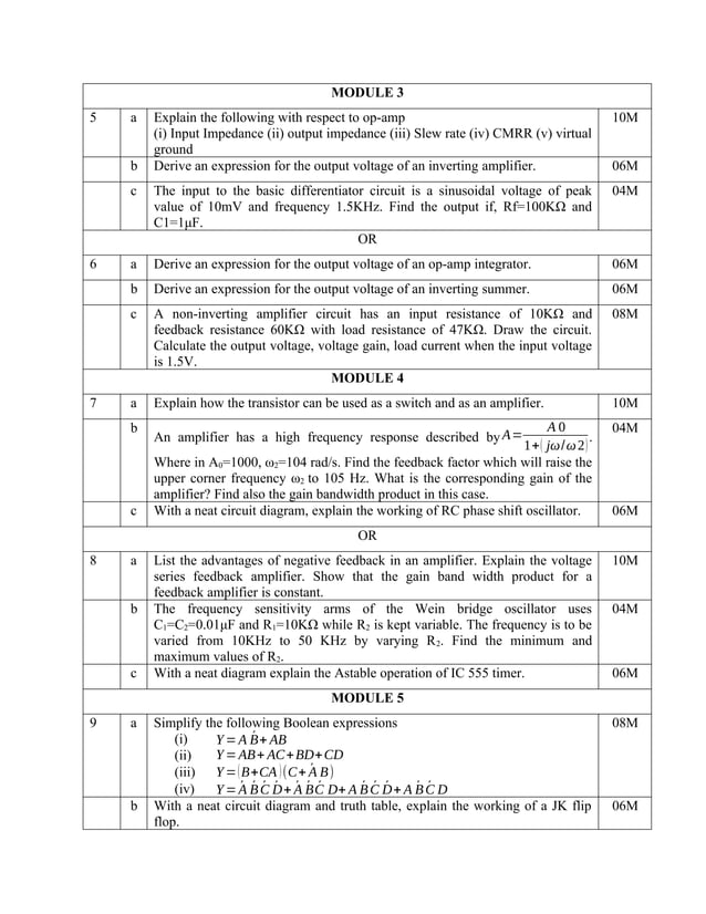 1st and 2nd Semester 2018 scheme C cycle model question papers | PDF ...