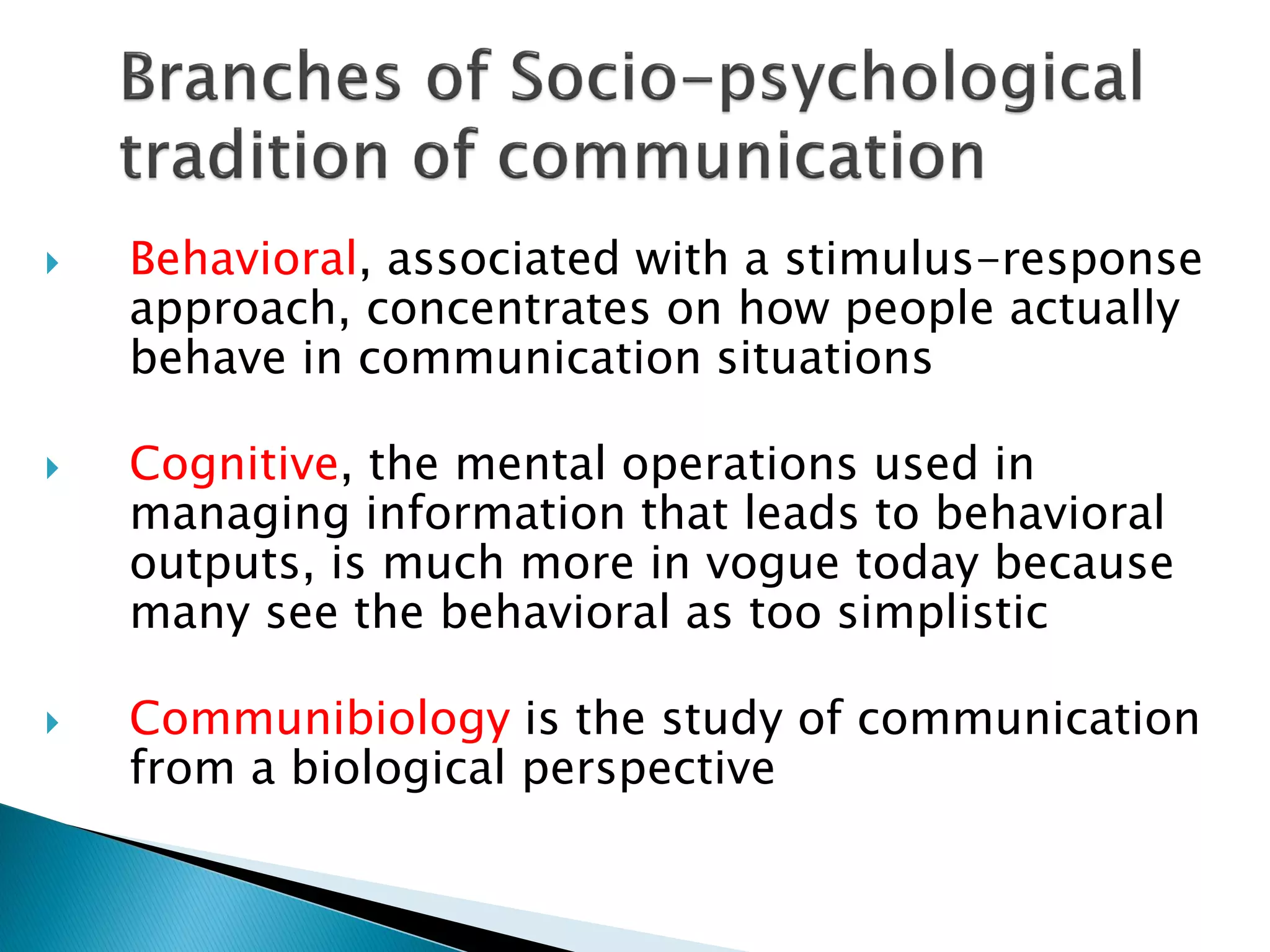 Communication Theory | The Socio-Psychological Tradition of ...