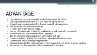 CONCRETE- ADVANTAGES,HISTORY,FUTURE TRENDS | PPTX