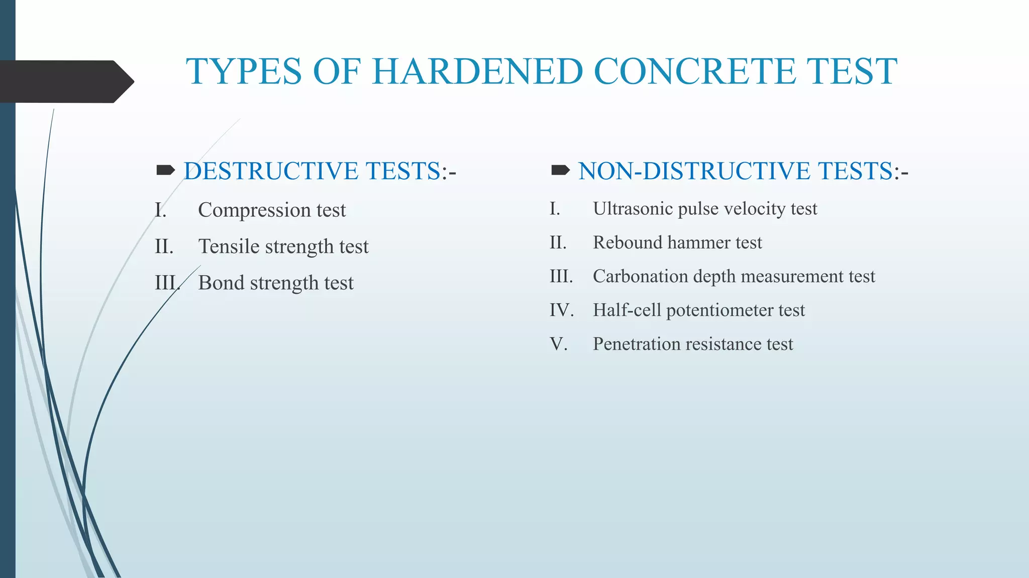 Destructive And Non Destructive Test Of Concrete Pptx