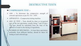 DESTRUCTIVE AND NON-DESTRUCTIVE TEST OF CONCRETE | PPTX