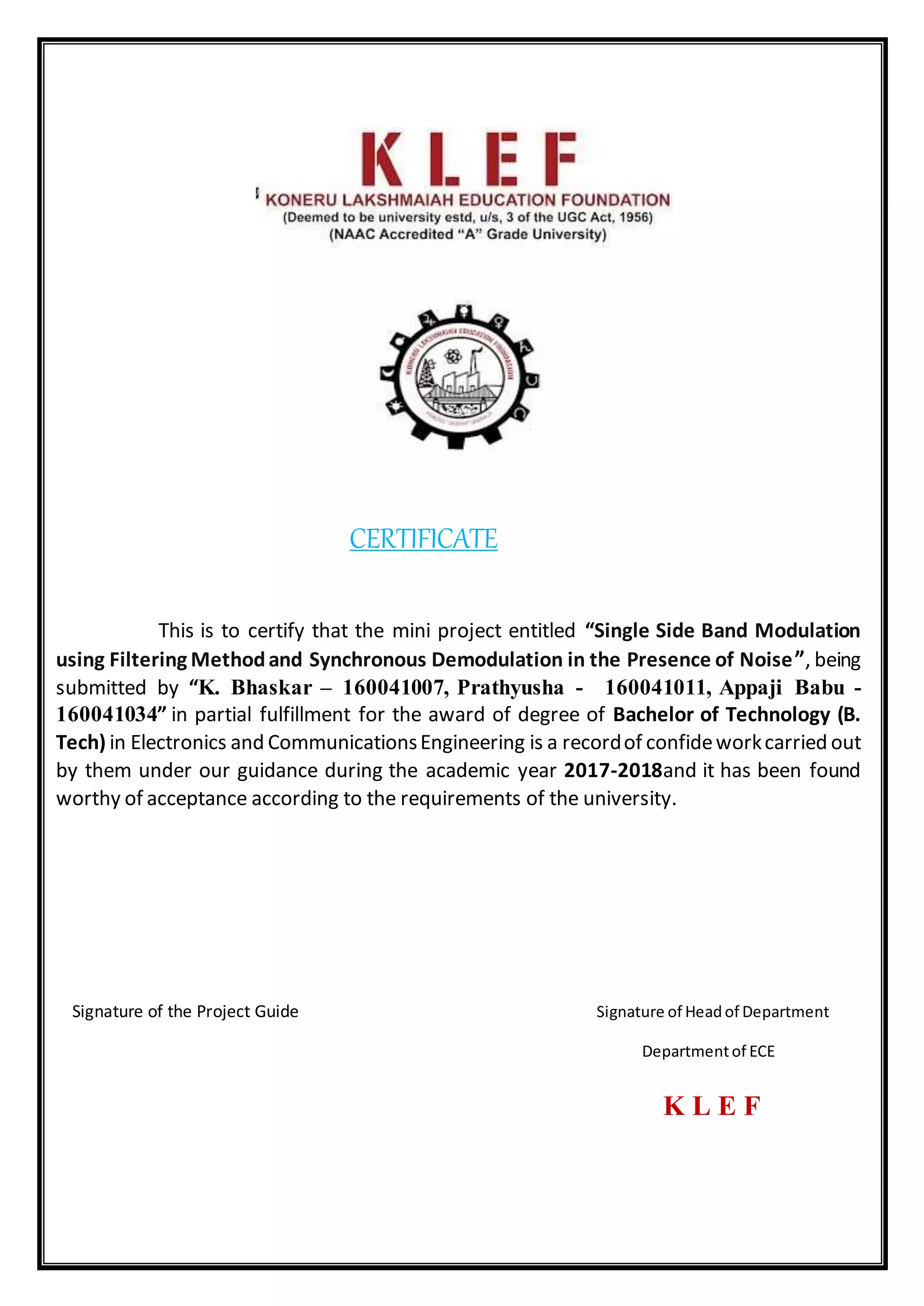 Communication Theory-1 Project || Single Side Band Modulation using Filtering Method and ...