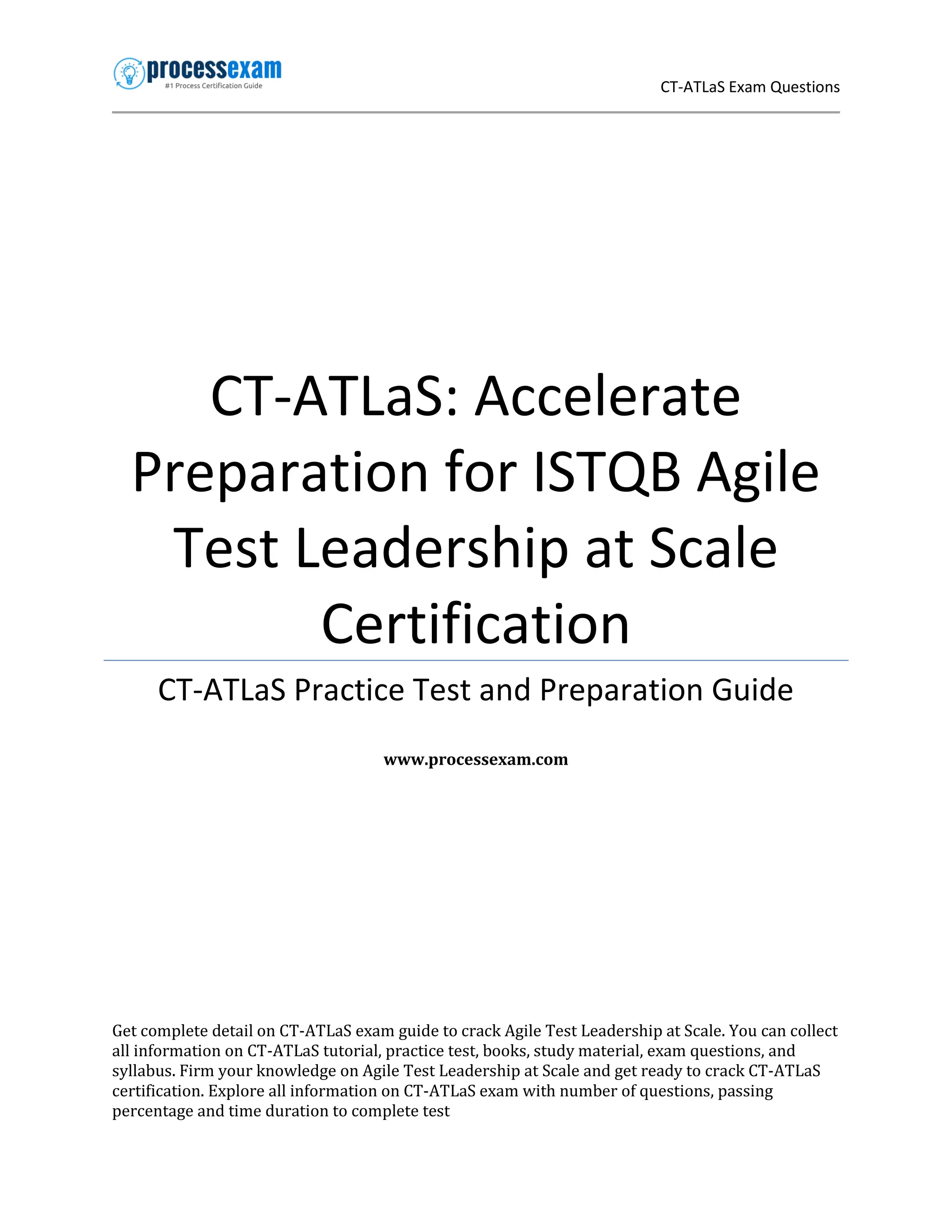 Ct Atlas Accelerate Preparation For Istqb Agile Test Leadership At Scale Certification Pdf