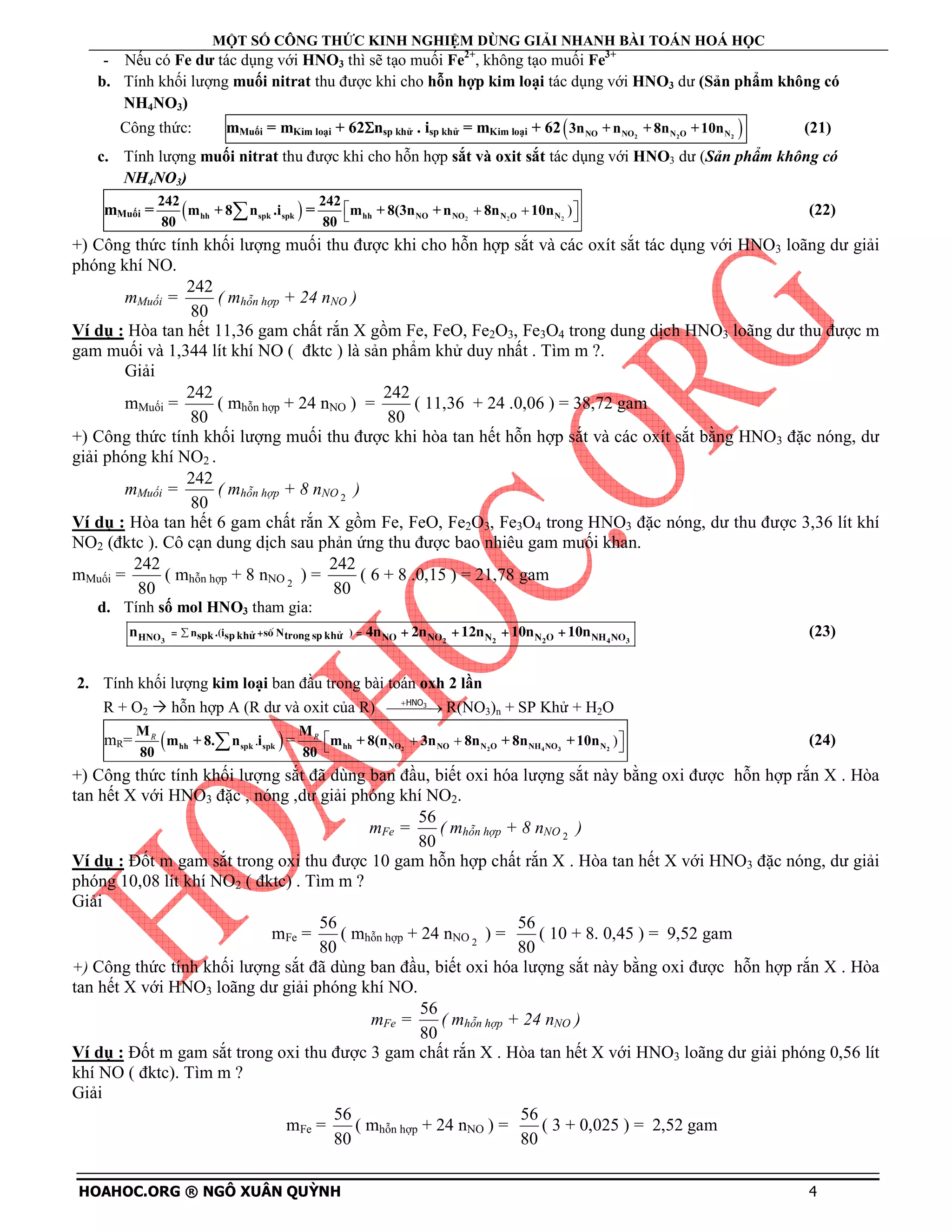 Cong thuc giai nhanh Hoa Hoc | PDF