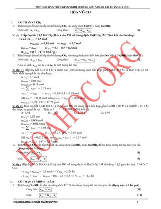 Cong thuc giai nhanh Hoa Hoc | PDF