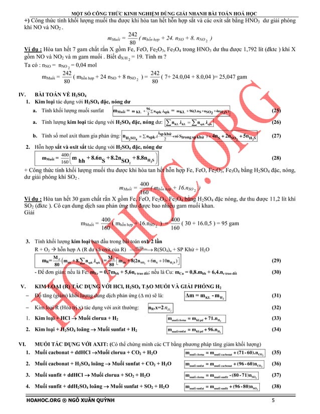 Cong thuc giai nhanh Hoa Hoc | PDF