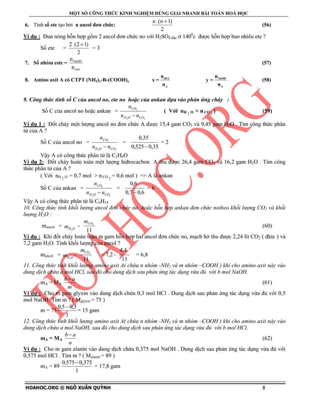 Cong thuc giai nhanh Hoa Hoc | PDF