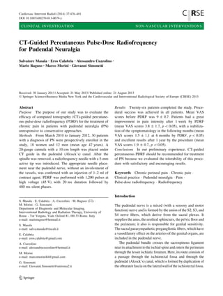 CT-Guided Percutaneous Pulse-Dose Radiofrequency for Pudendal Neuralgia | PDF | Physical Therapy ...