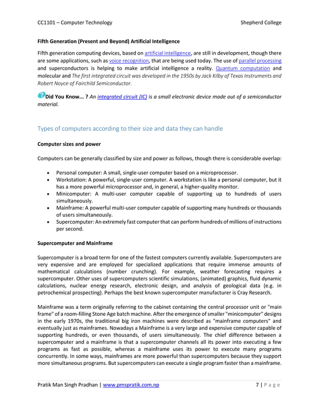 CT1101 - Computer Technology | PDF