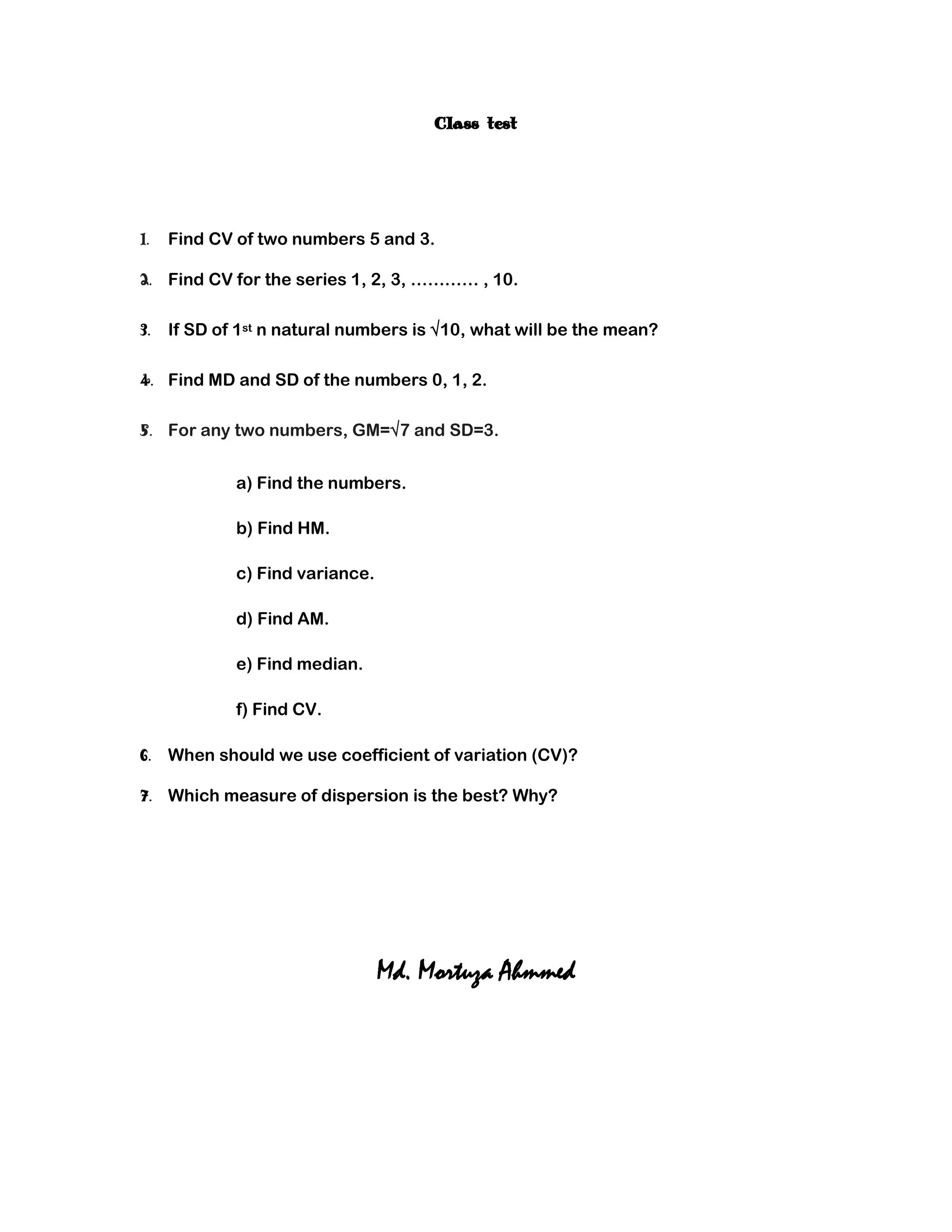 Exam Questions on Basic Statistics | PDF