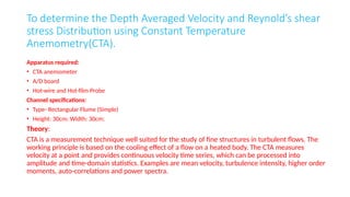 Constant Temperature Anemometry uses introduction | PPTX