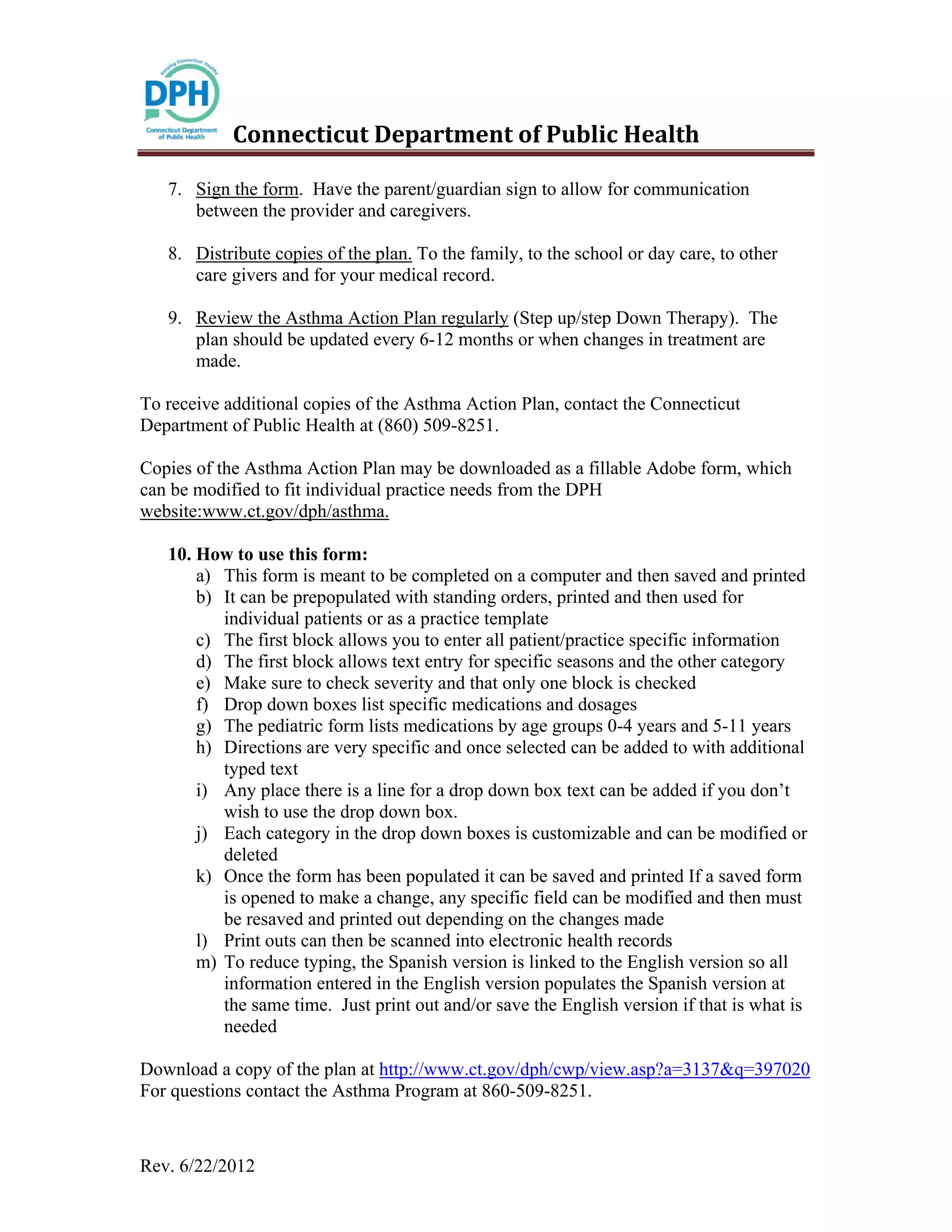 CT Asthma Action Plan | PDF