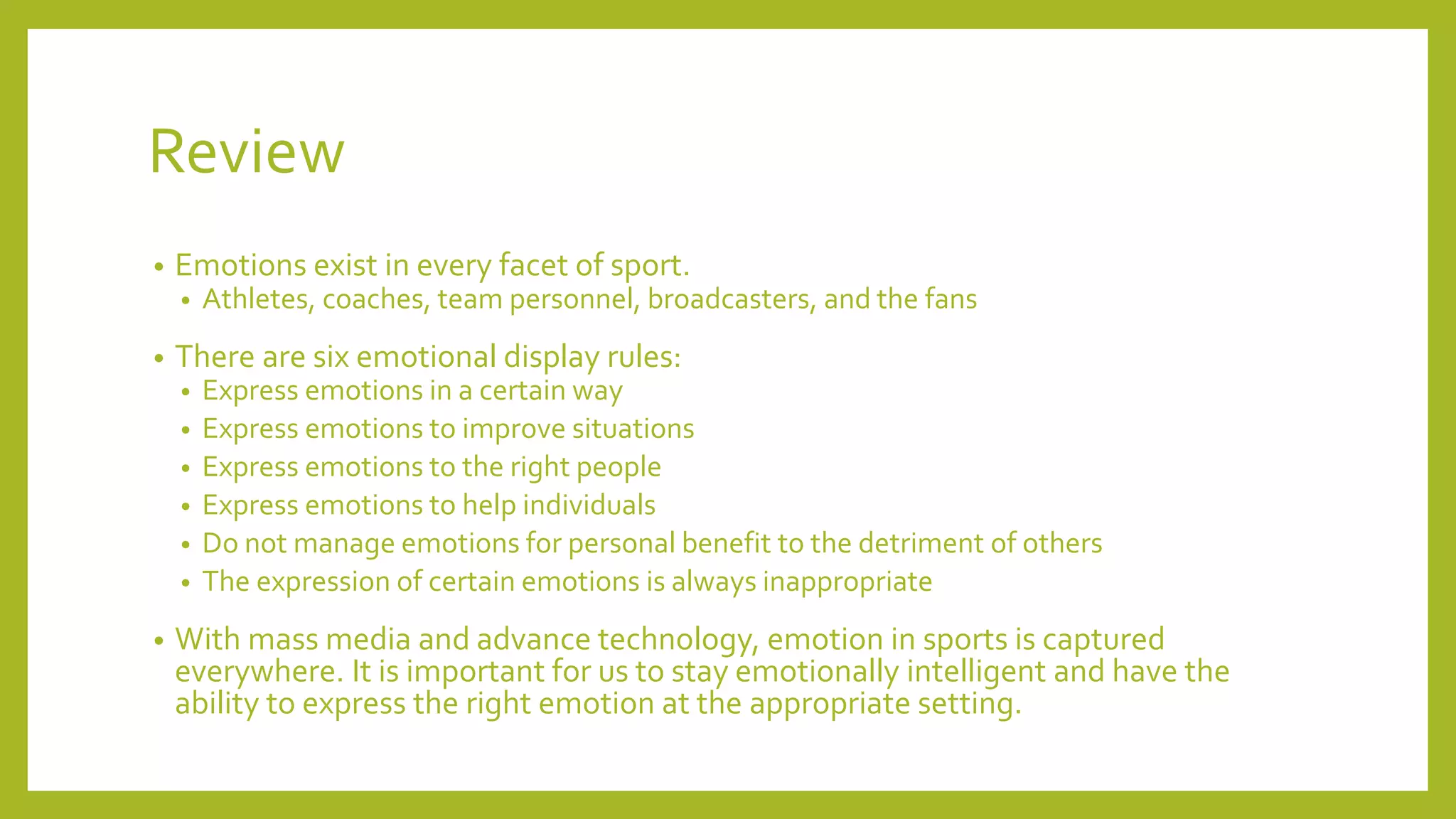 Emotions in Sports | PPTX