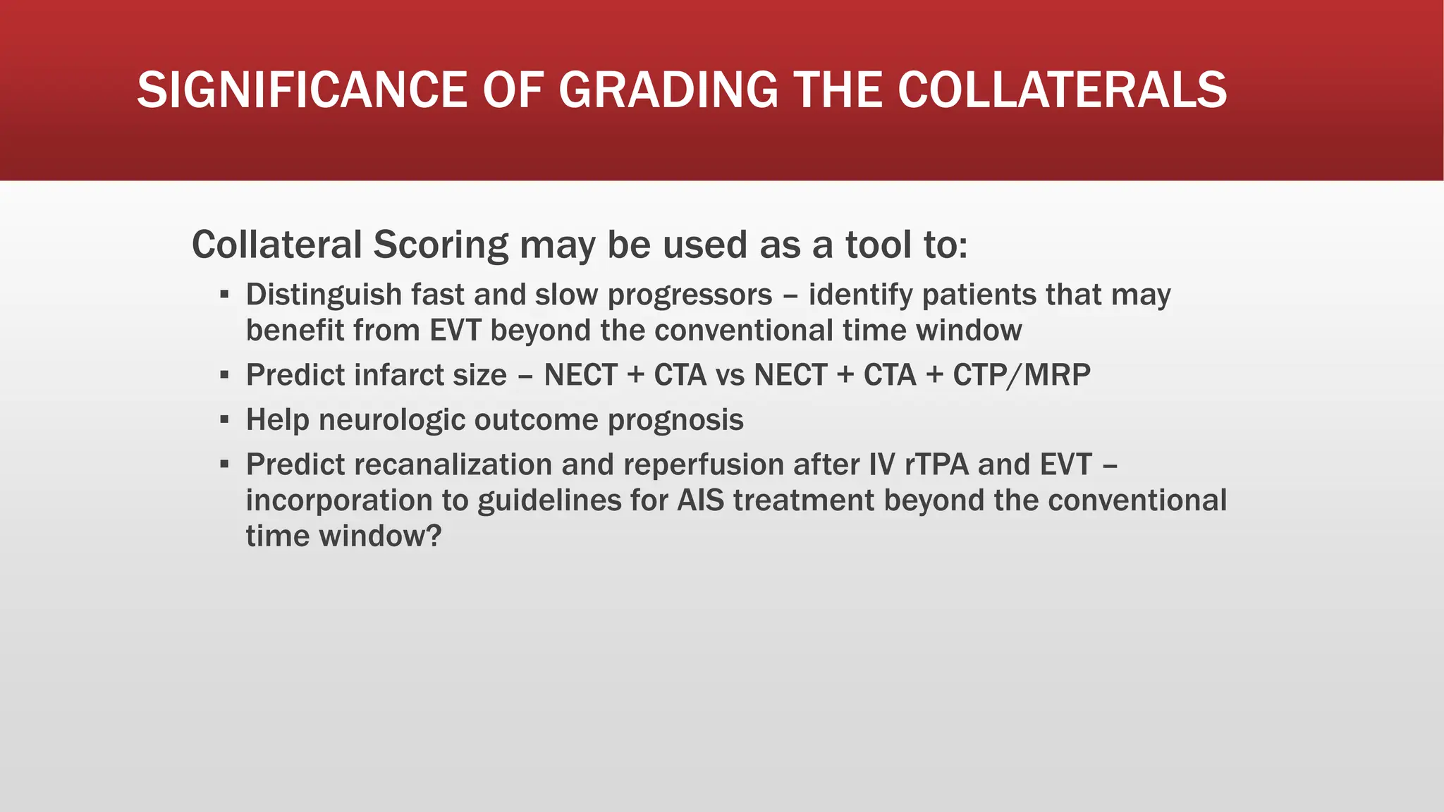 CTA Collateral Scoring system- RADIOLOGY 2 | PPTX