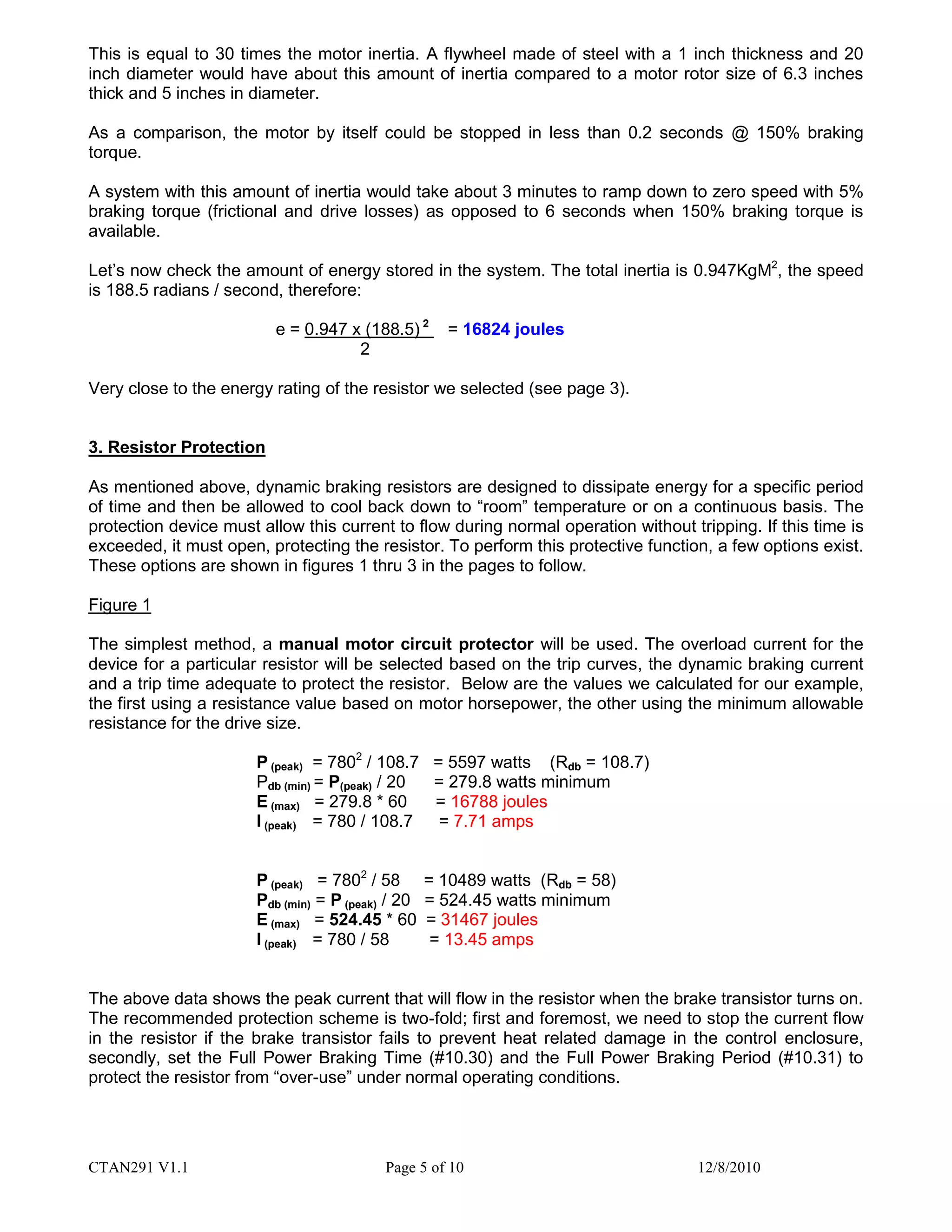 dynamic braking resistor selection calculation | PDF