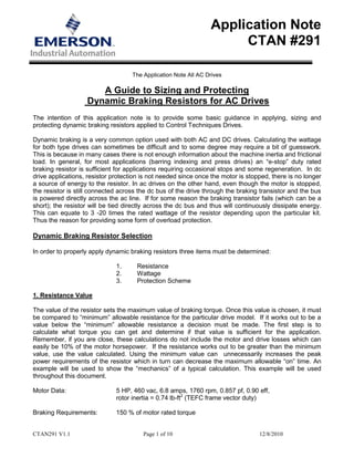 dynamic braking resistor selection calculation | PDF