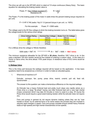 dynamic braking resistor selection calculation | PDF