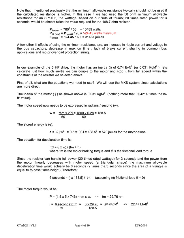 dynamic braking resistor selection calculation | PDF | Motor Insurance ...