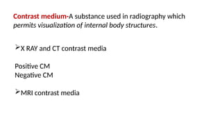 ct and mri contrast agents presentations | PPTX