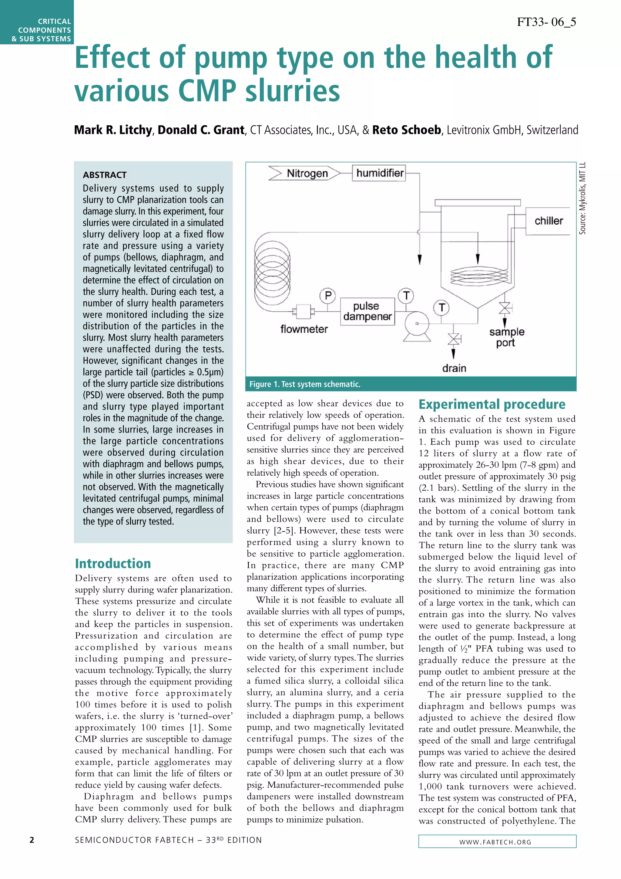 Effect of Pump Type on the health of various CMP slurries | PDF