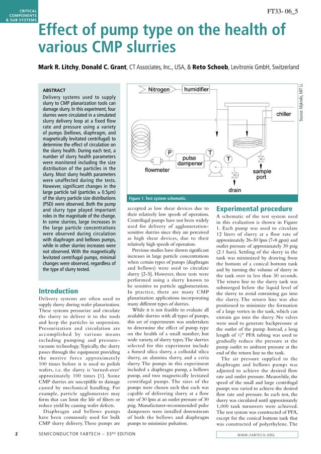 Effect of Pump Type on the health of various CMP slurries | PDF