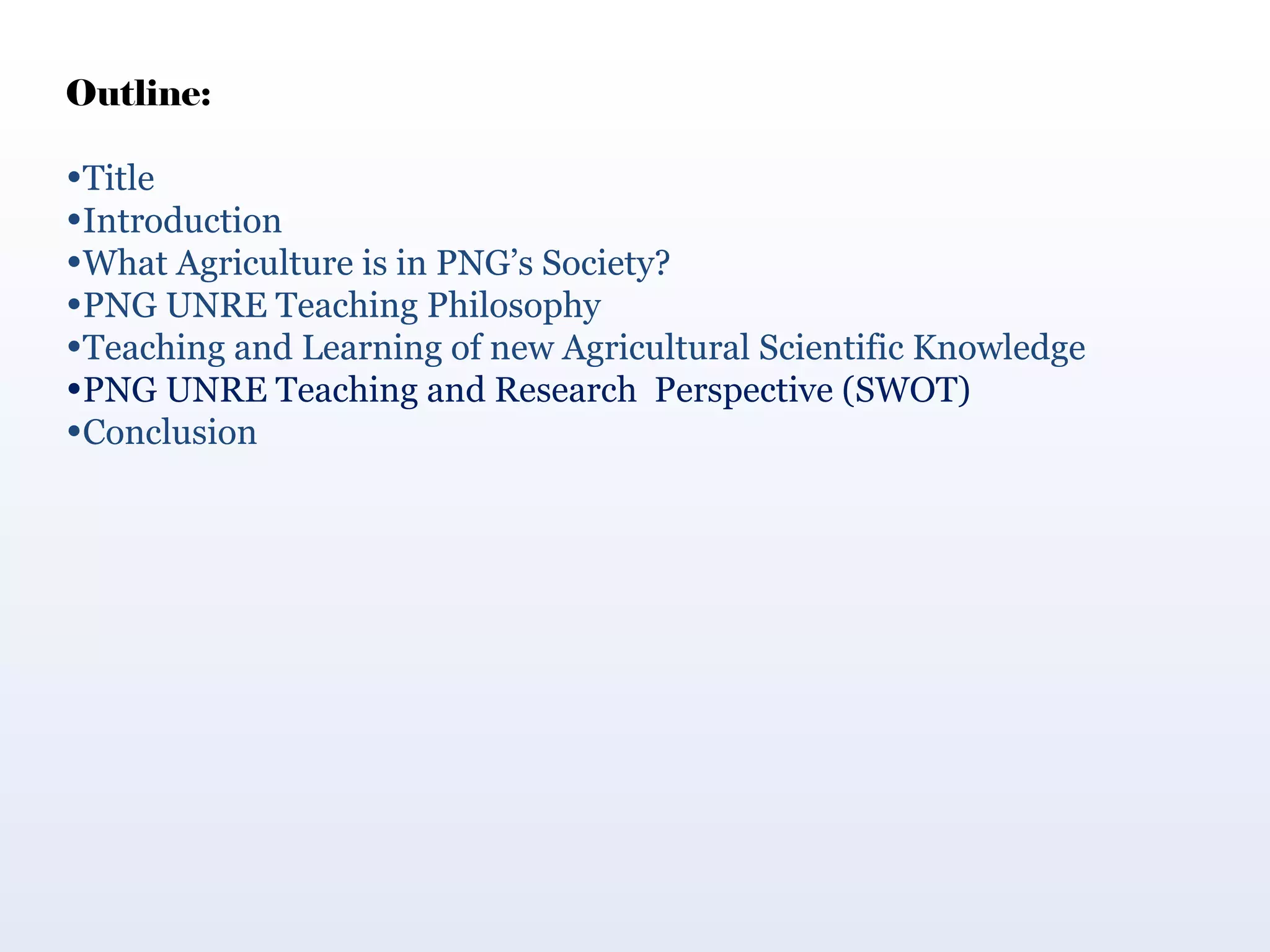 PNG University of Natural Resources and Environment (PNG – UNRE), By ...