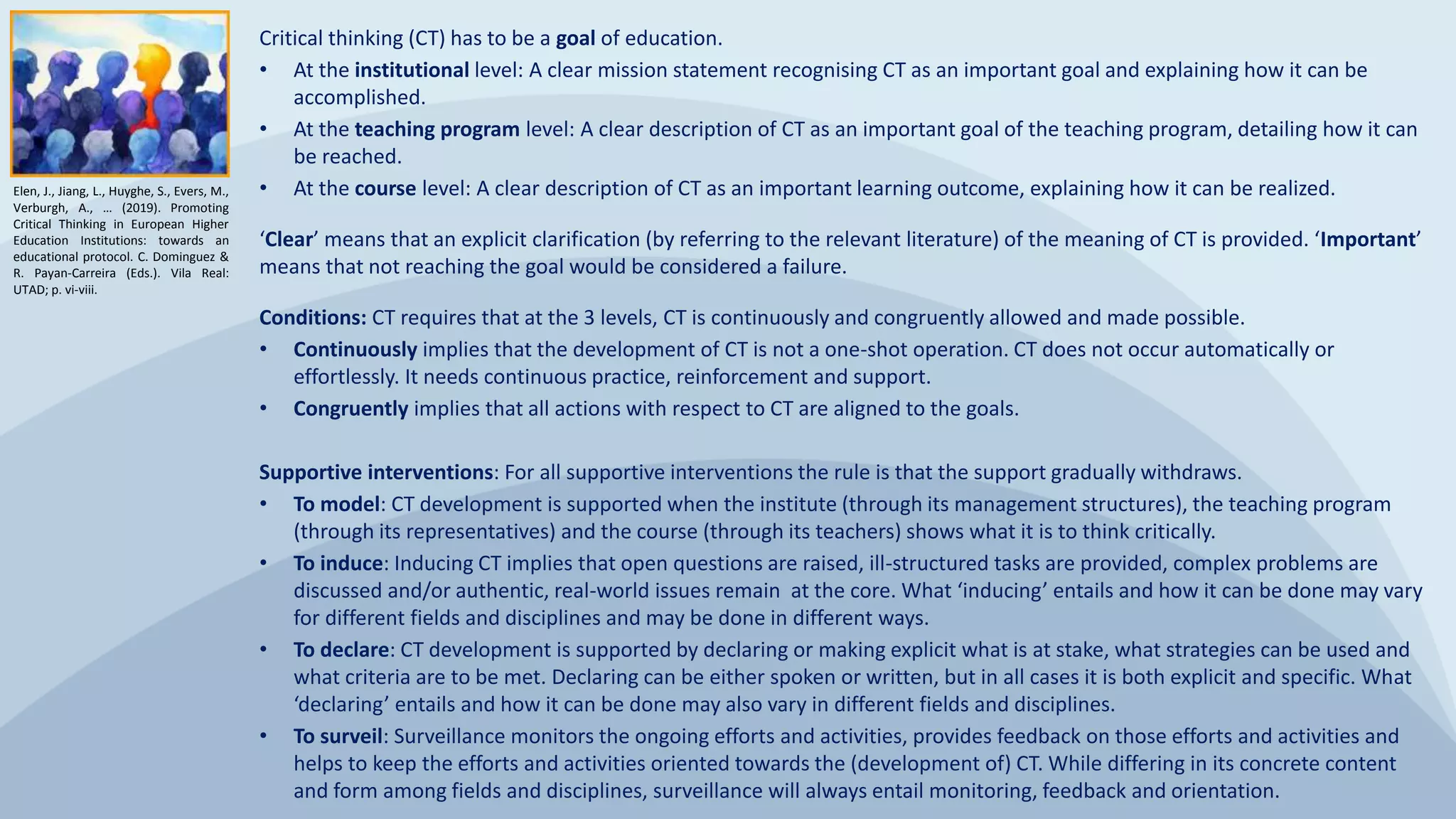 CRITHINKEDU educational protocol for critical thinking development ...
