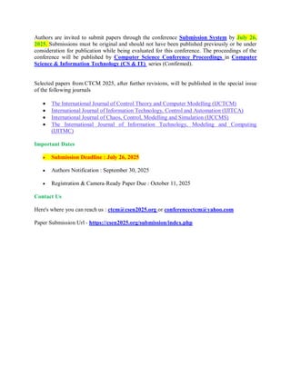11th International Conference of Control Theory and Computer Modelling ...