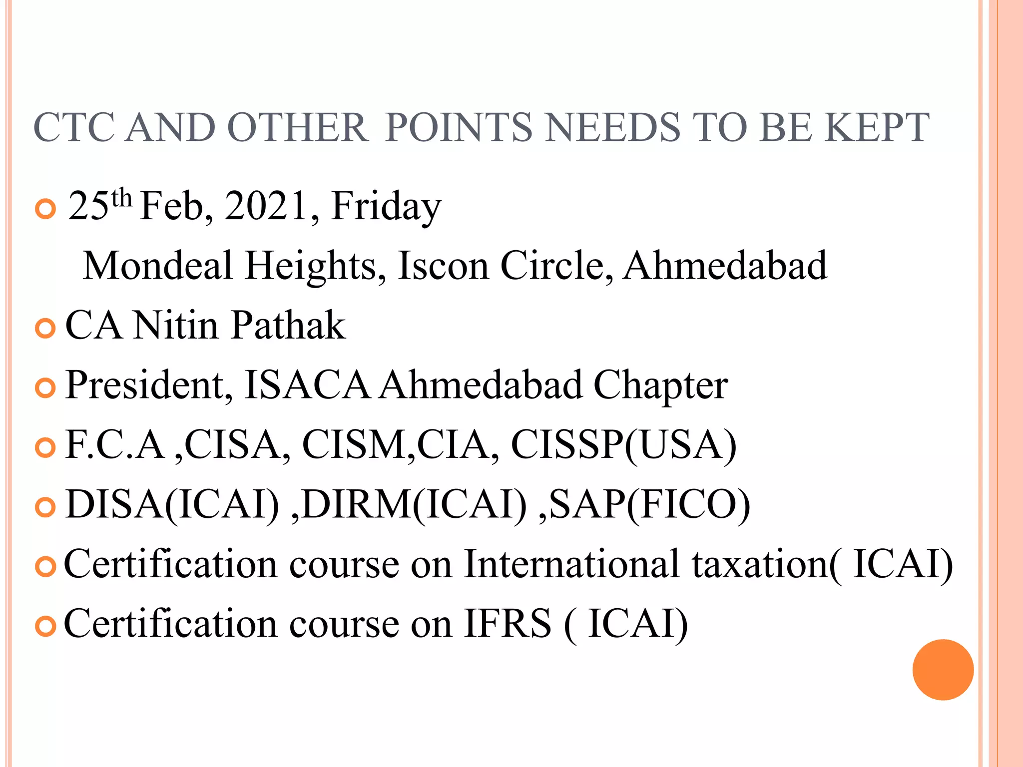 CTC PLANNING_BY_CA NITIN PATHAK | PPT