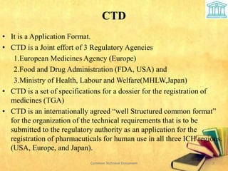 CTD( Common technical Documents) For B.Pharmacy) | PPTX