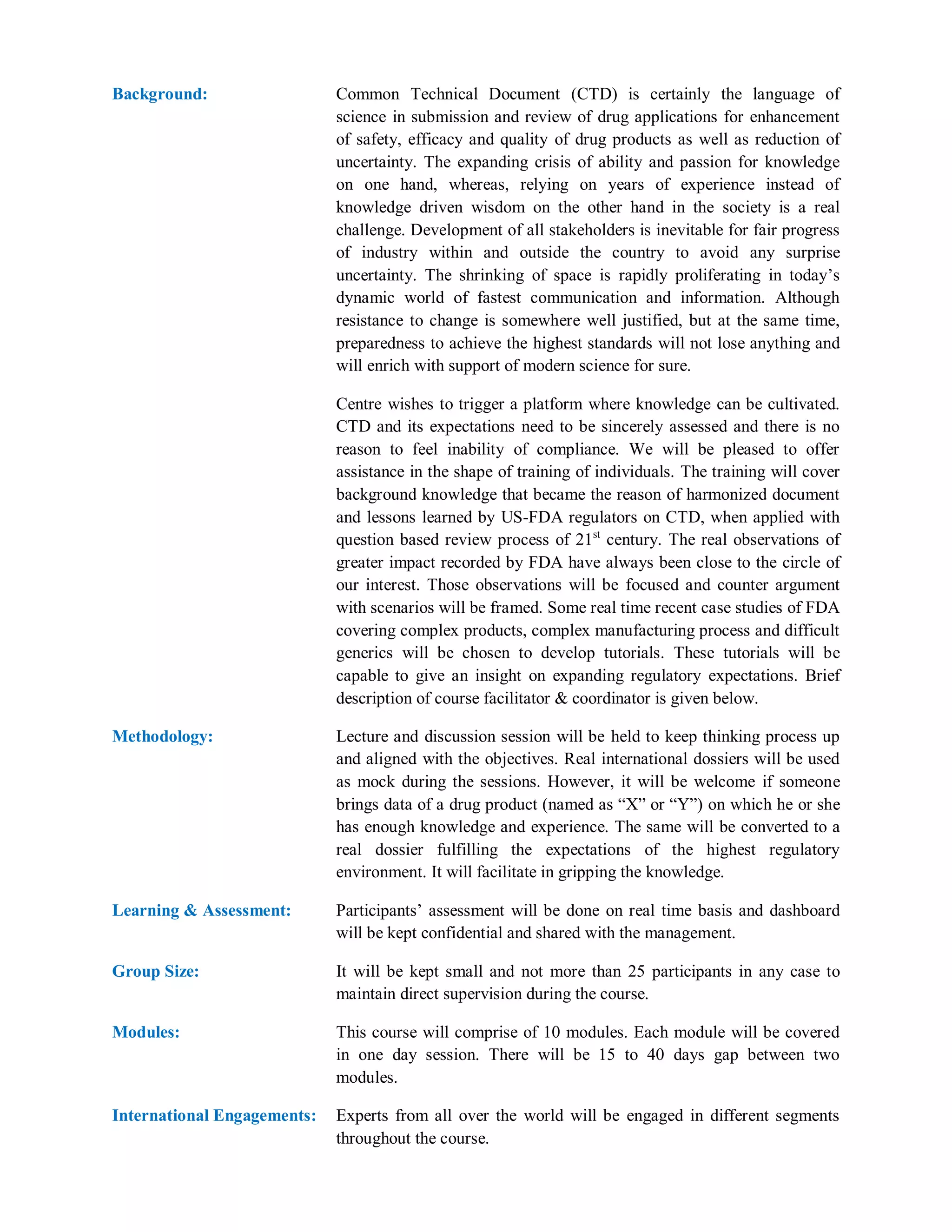 Training on Common Technical Document (CTD) | PDF