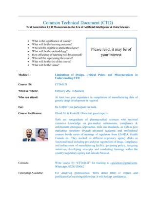 Training on Common Technical Document (CTD) | PDF | Pharmaceutical ...