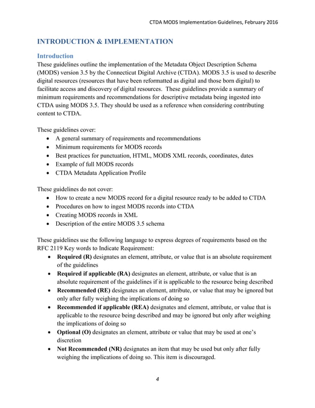 CTDA MODS Implementation Guidelines | PDF