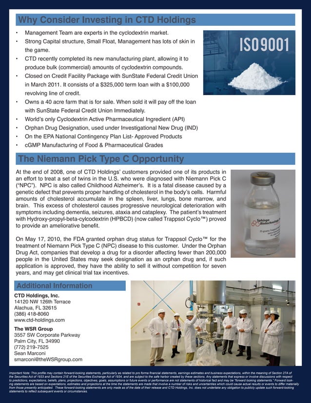 CTD Holdings Fact Sheet | PDF