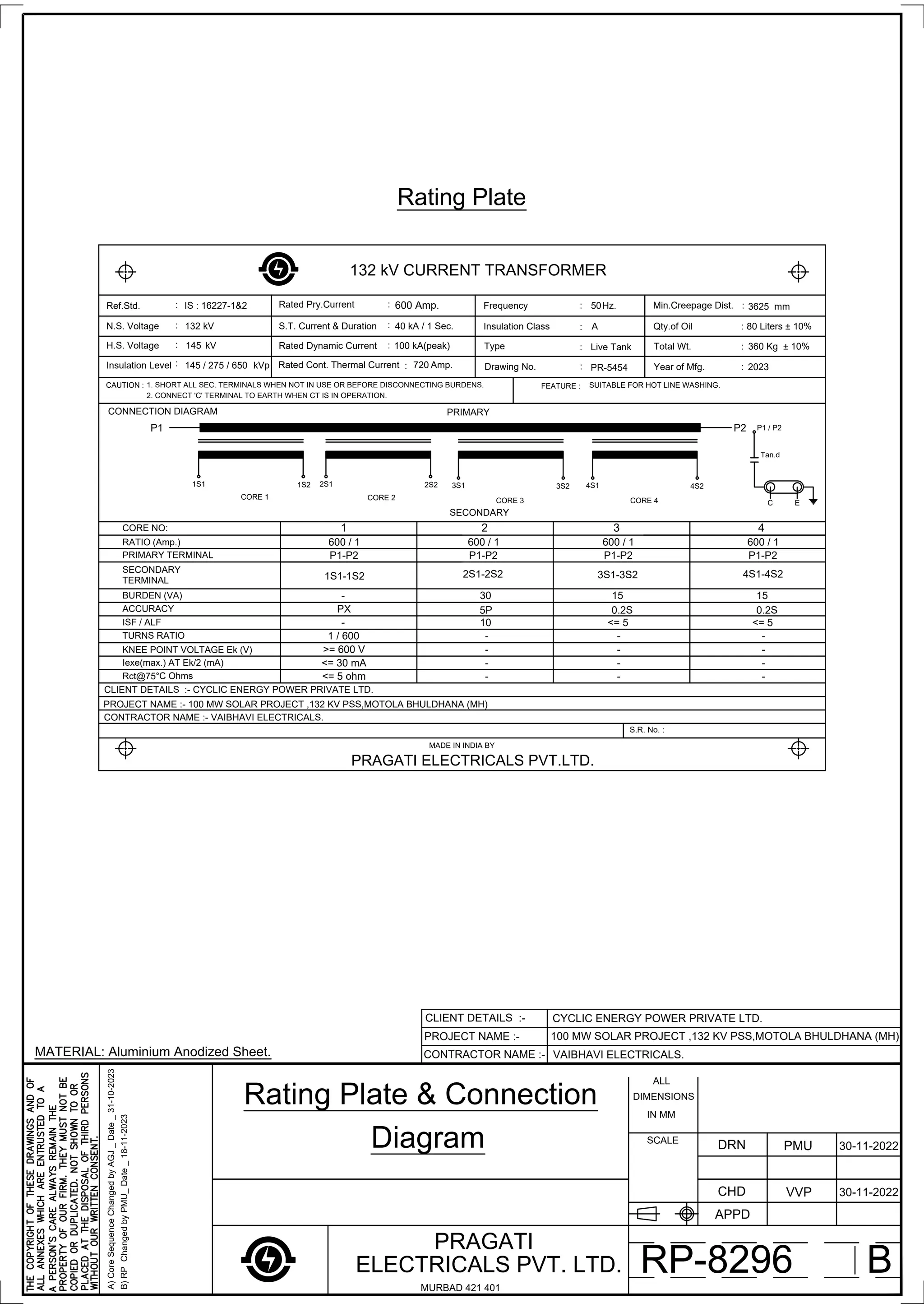 Current Transformer Drawing and GTP for MSETCL | PDF