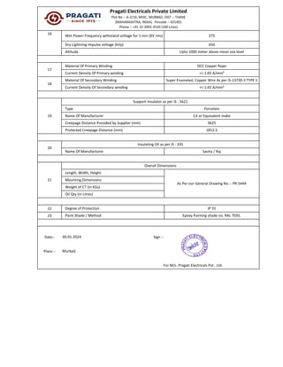 Current Transformer Drawing and GTP for MSETCL | PDF