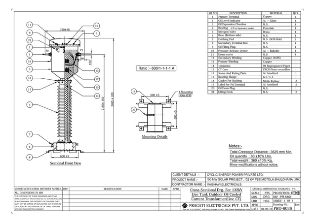 Current Transformer Drawing and GTP for MSETCL | PDF