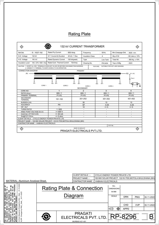 Current Transformer Drawing and GTP for MSETCL | PDF