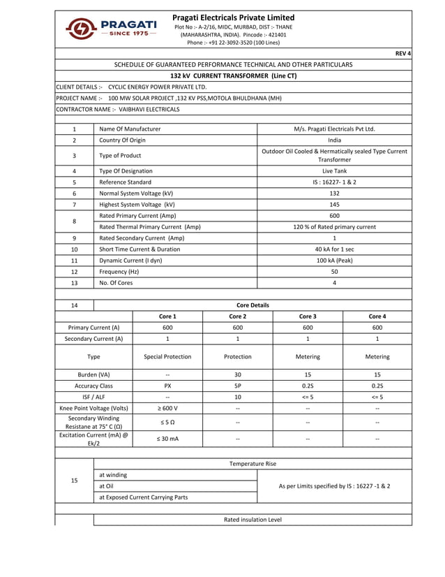 Current Transformer Drawing and GTP for MSETCL | PDF