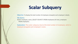 PPT of Common Table Expression (CTE), Window Functions, JOINS, SubQuery | PPTX