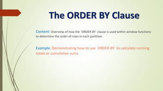 PPT of Common Table Expression (CTE), Window Functions, JOINS, SubQuery ...
