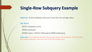 PPT of Common Table Expression (CTE), Window Functions, JOINS, SubQuery ...