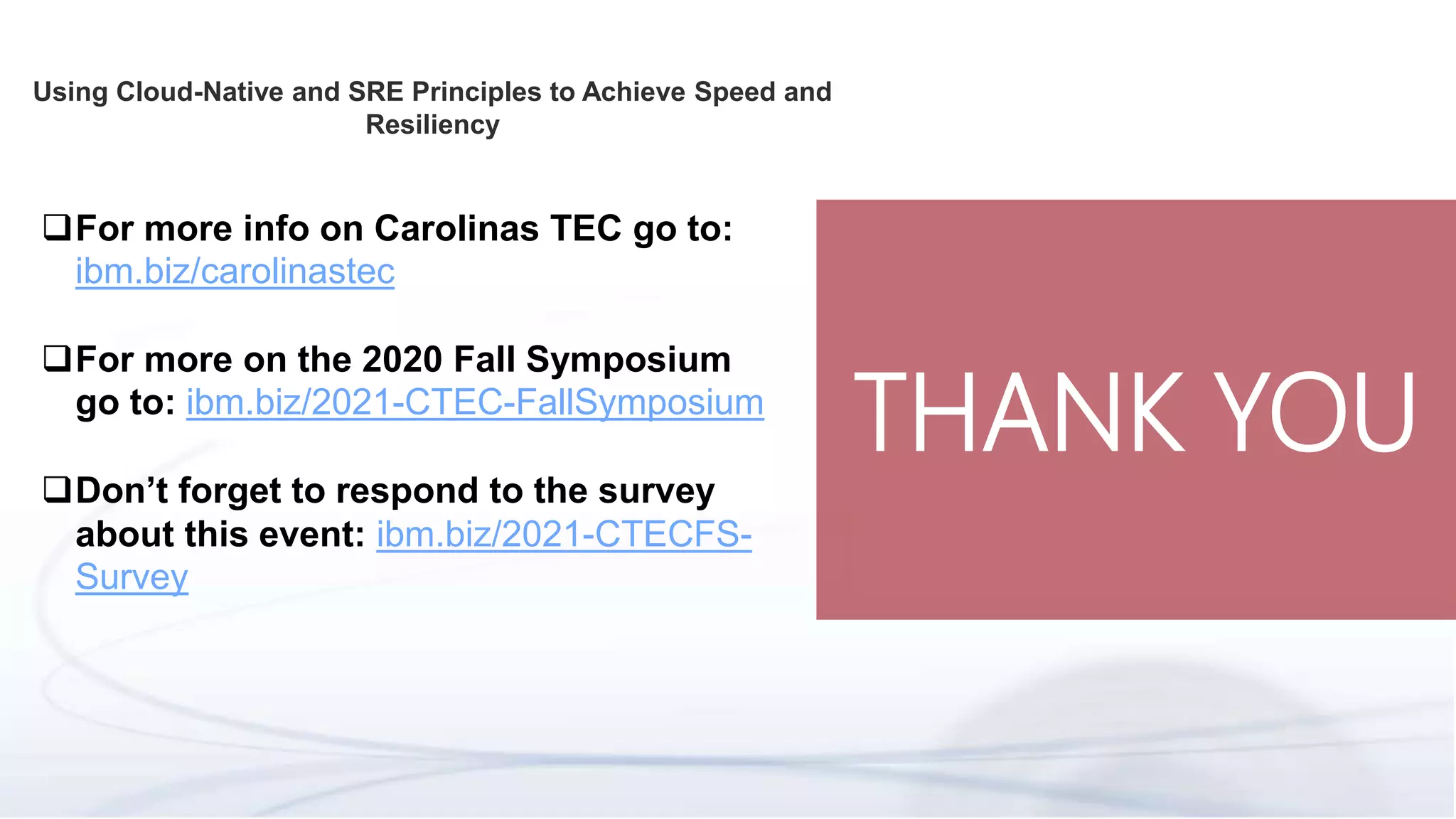 Using Cloud-Native and SRE Principles to Achieve Speed and Resiliency | PPT
