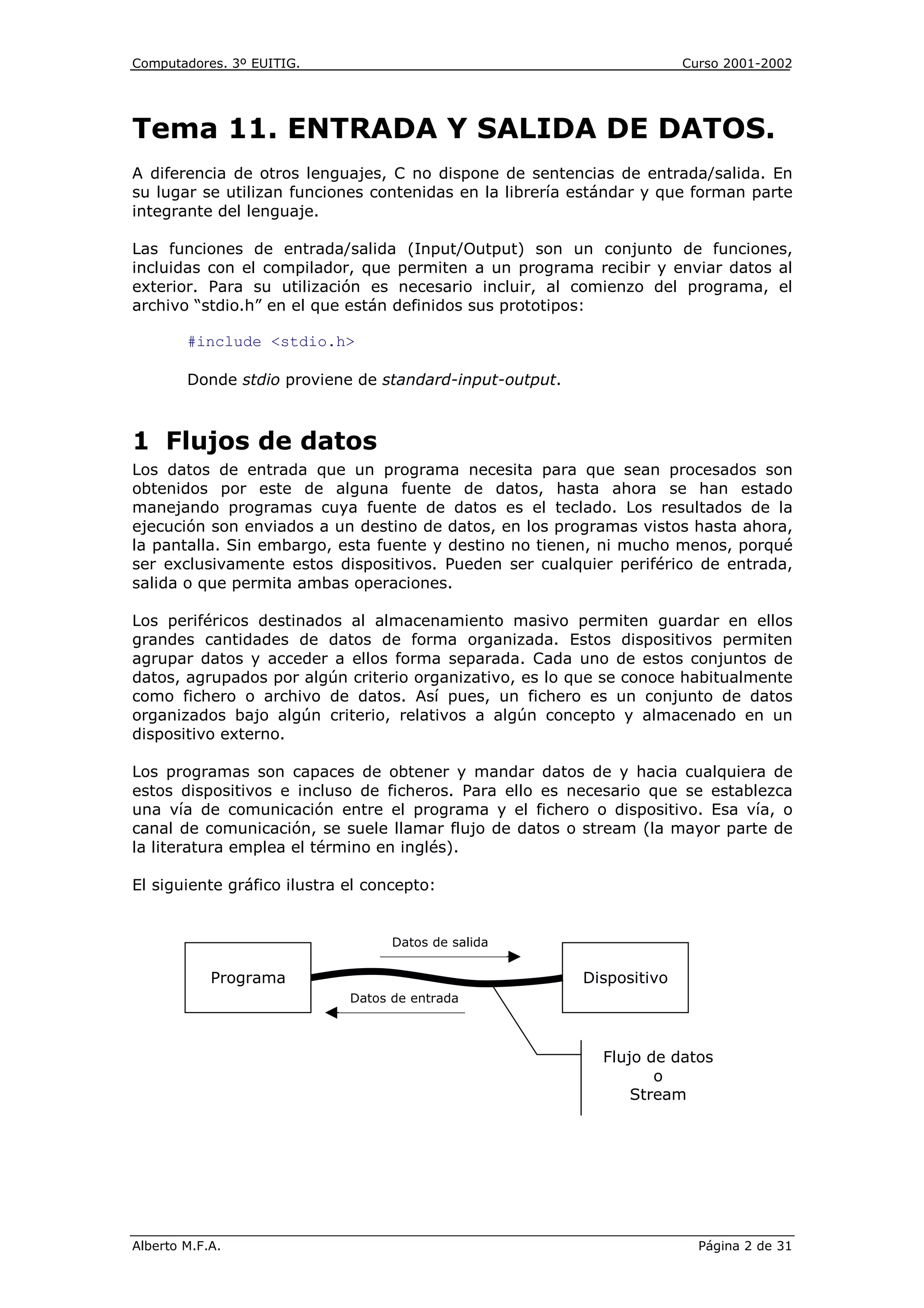 C++ tema 11. entrada y salida de datos | PDF